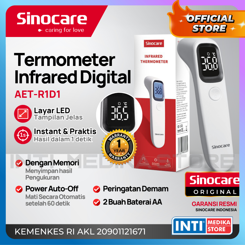 Jual SINOCARE - Termometer Infrared AET-R1D1 | Thermometer Dahi Digital ...
