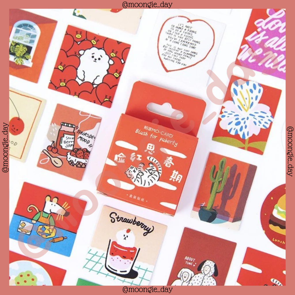 Jual 40-45 PCS/BOX STIKER KERTAS TEMA BLUSH FOR PUBERTY RED TIGER MERAH ...