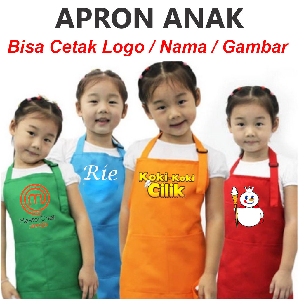 Jual KIDS Apron Celemek ANAK polos BORDIR LOGO atau SABLON NAMA ...
