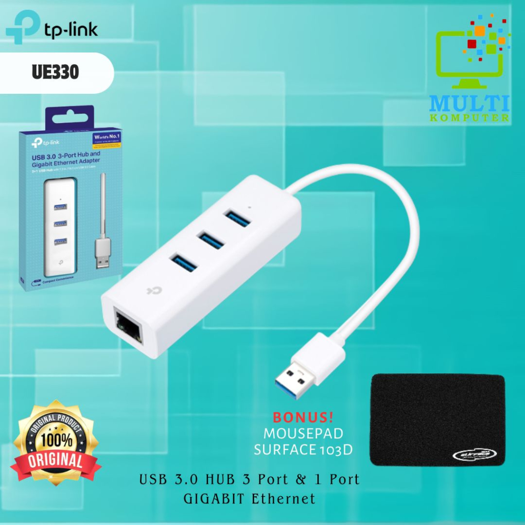 Jual TP-LINK UE330 USB 3.0 HUB 3 Port & 1 Port GIGABIT Ethernet | Shopee Indonesia