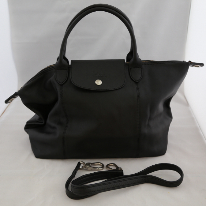 Jual Tas LC Le Pliage Cuir Lonchamp (black) - Medium | Shopee Indonesia