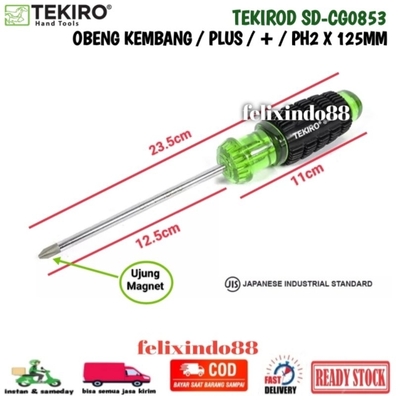 Jual OBENG KEMBANG TEKIRO ORIGINAL PH2 X 125MM GAGANG KARET PLUS MAGNET ...