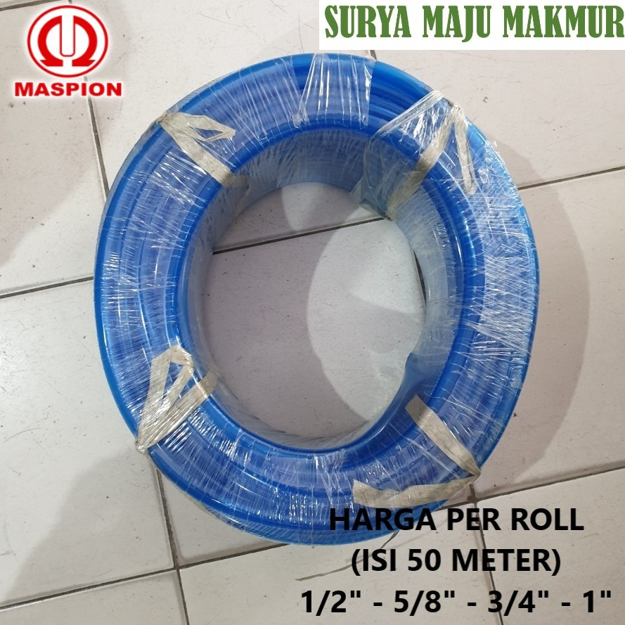 Jual 1 ROLL Selang Air METALIK MASPION 1/2 inch inchi Biru roll 50 meter ANTI TEKUK SELANG PVC ...