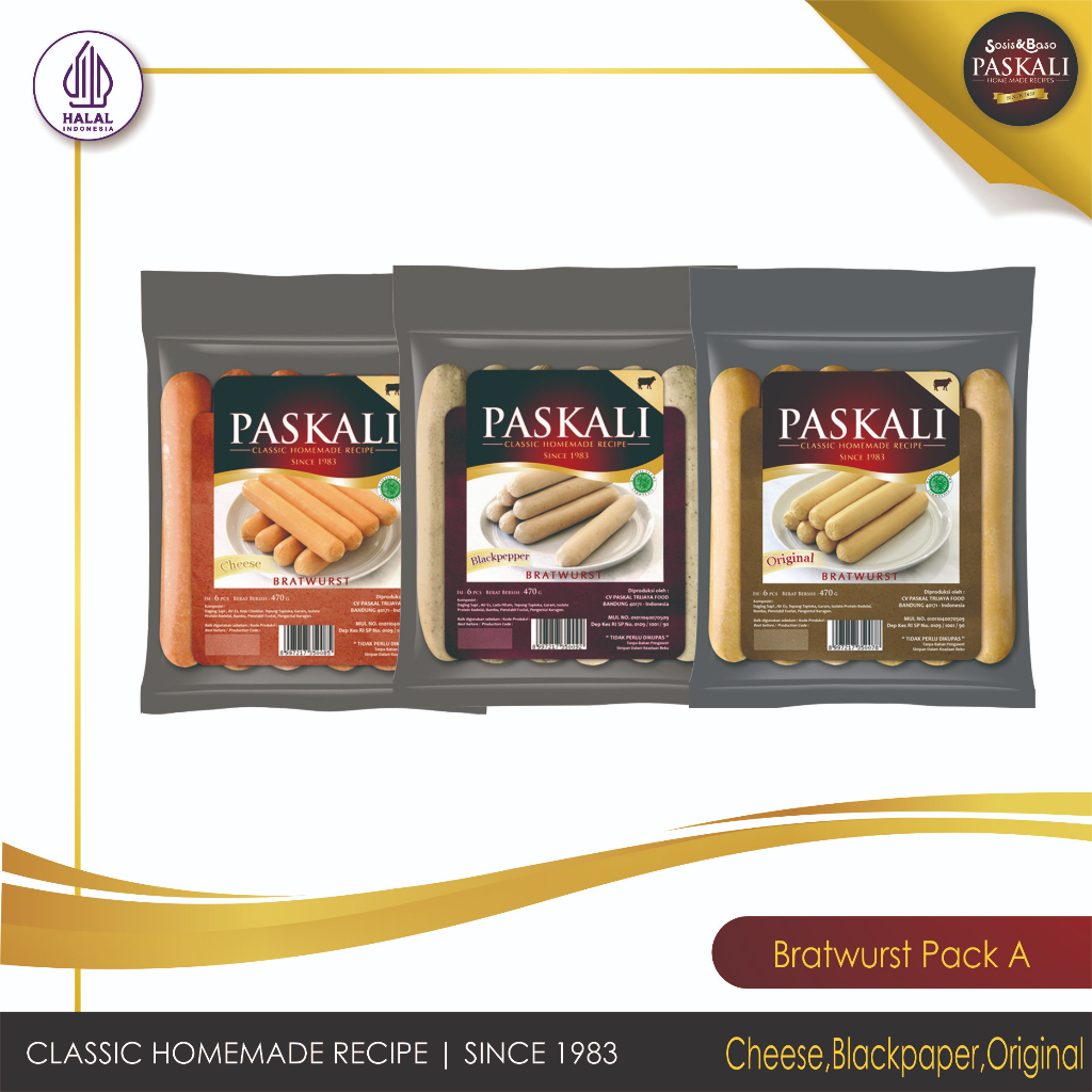 Jual Paskali Pack - Bratwurst Original, Cheese, Blackpepper | Shopee ...