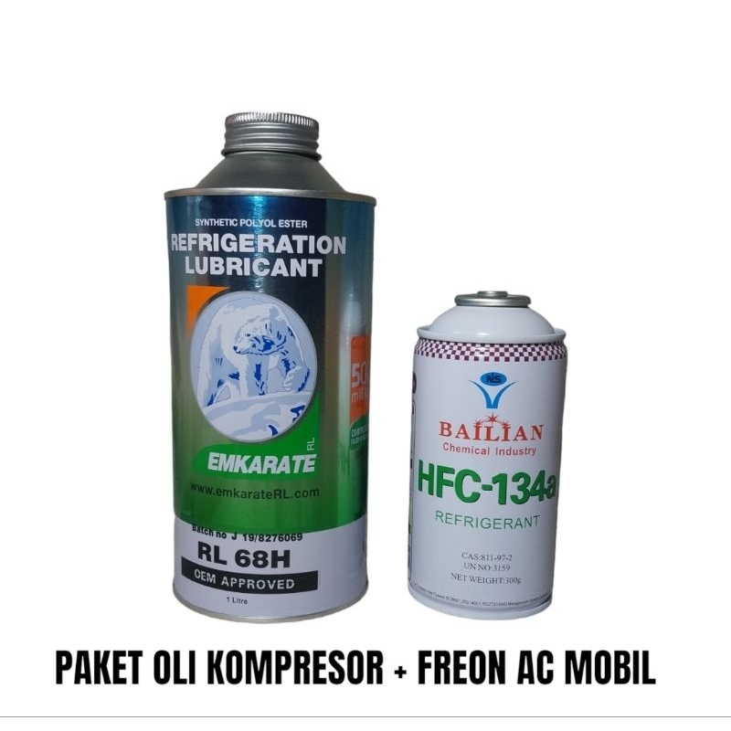 Jual PAKET HEMAT OLI KOMPRESOR AC MOBIL + FREON KALENG R134A HFC-134a ...