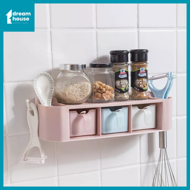 Jual Kotak Tempat Bumbu 3 Sekat Rak Penyimpanan Bumbu Dapur Tempel ...