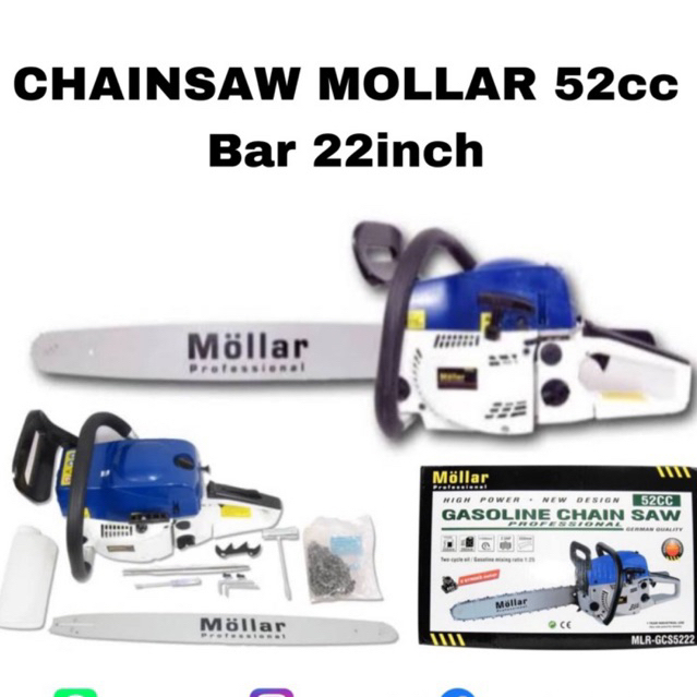 Jual MOLLAR CHAINSAW Mesin Gergaji Kayu Chain Saw 22 Inch 2 Tak Bensin ...