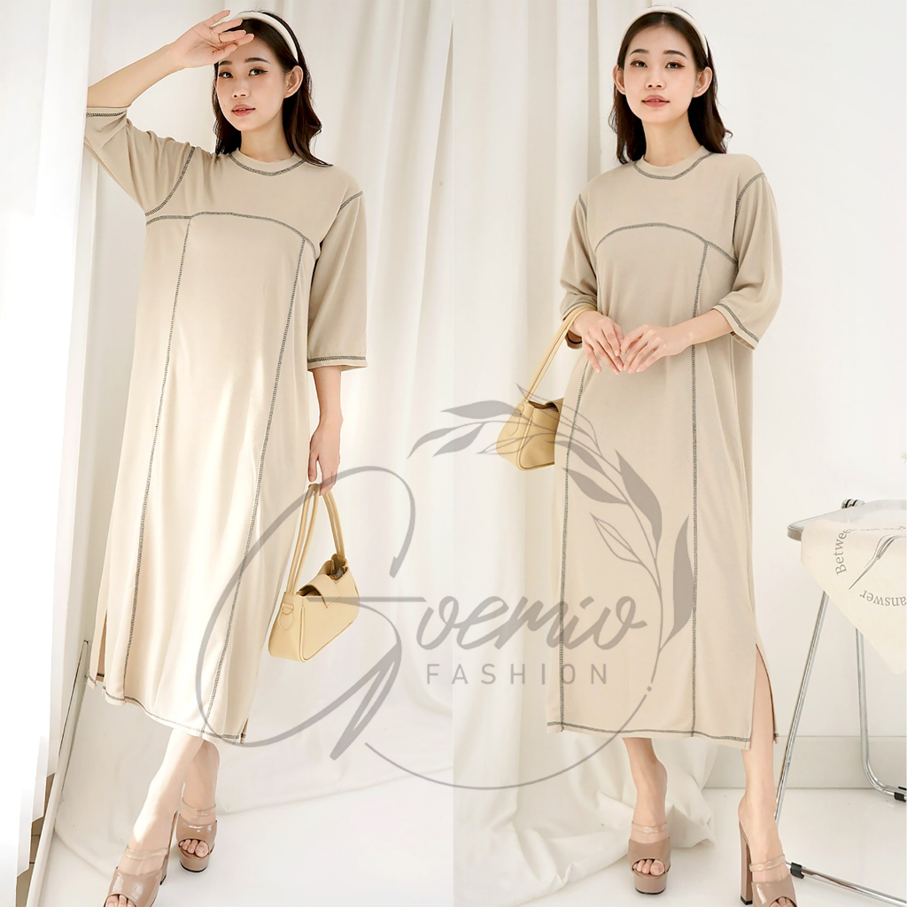Jual ilook | Elsa Daily Dress Wanita Korean Style Kasual Katun Knit ...