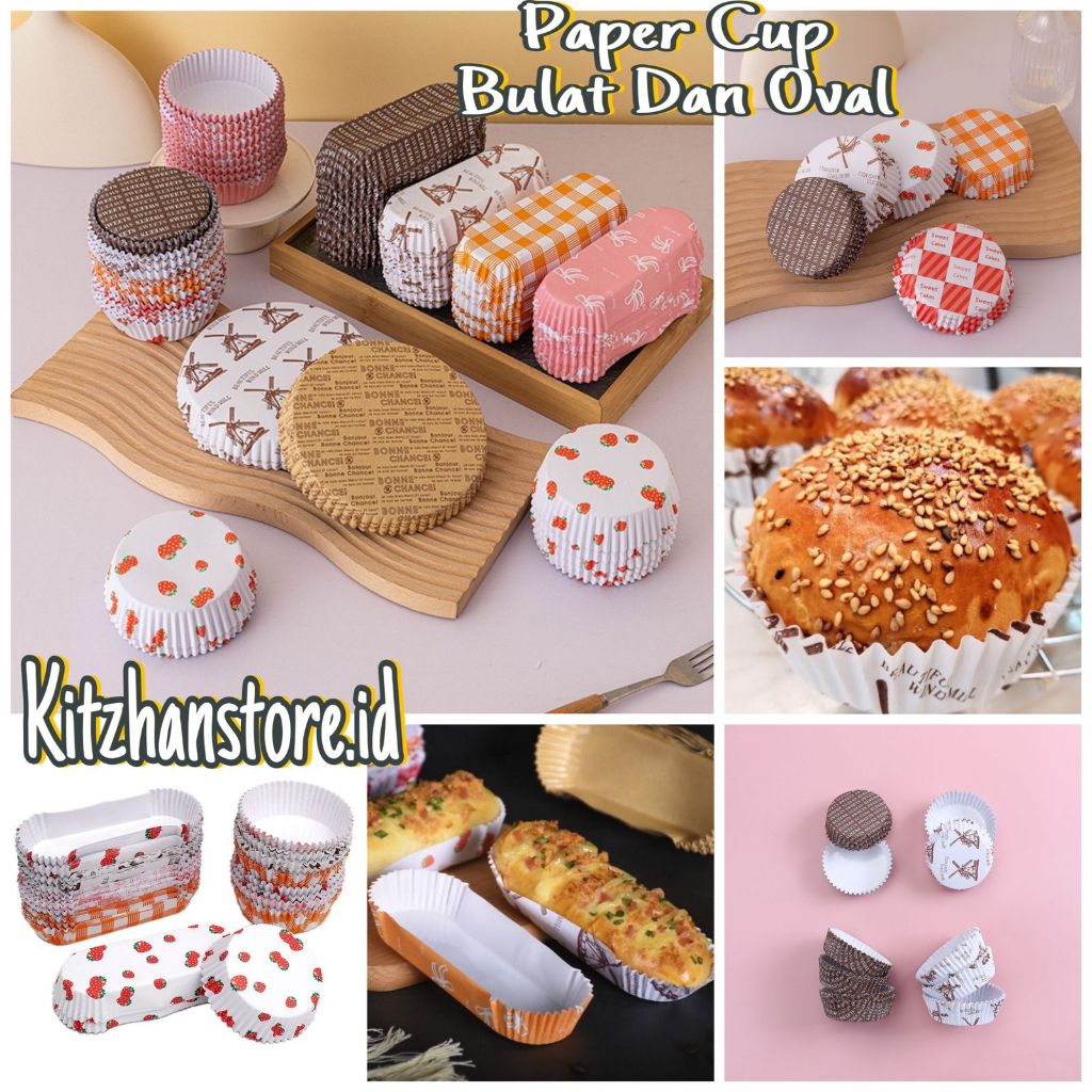 Jual 200pcs paper cup roti oval / paper cup case roti / kertas roti ...