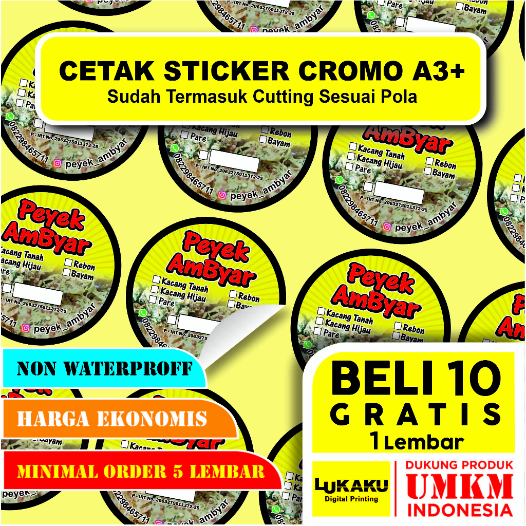 Jual Cetak Stiker Chromo A3+ KISSCUT SEHARI JADI | Cetak Sticker Chromo ...
