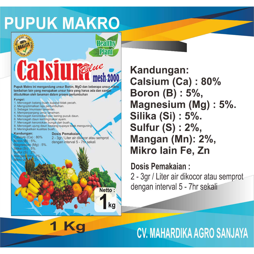 Jual CRONETA Blue Calsium 1Kg Mesh 2000 Magnesium, Boron, pupuk kalsium ...