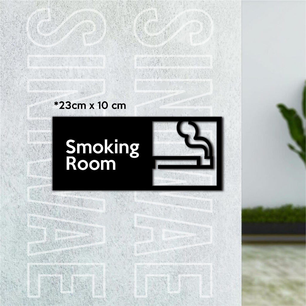 Jual Smoking Room Acrylic Sign 23x10cm Modern UV Print Akrilik Label ...