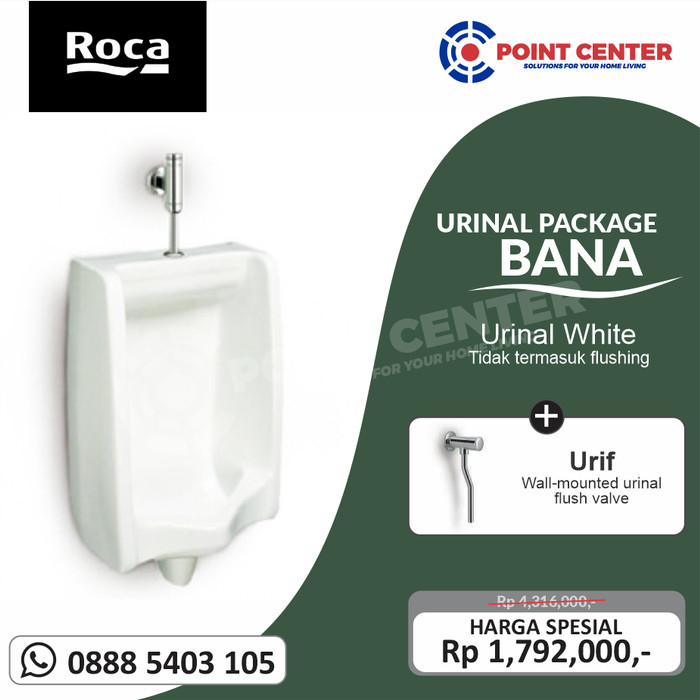 Jual TERLARIS URINAL ROCA BANA STANDARD / URINOIR PLUS FLUSH VALVE ...