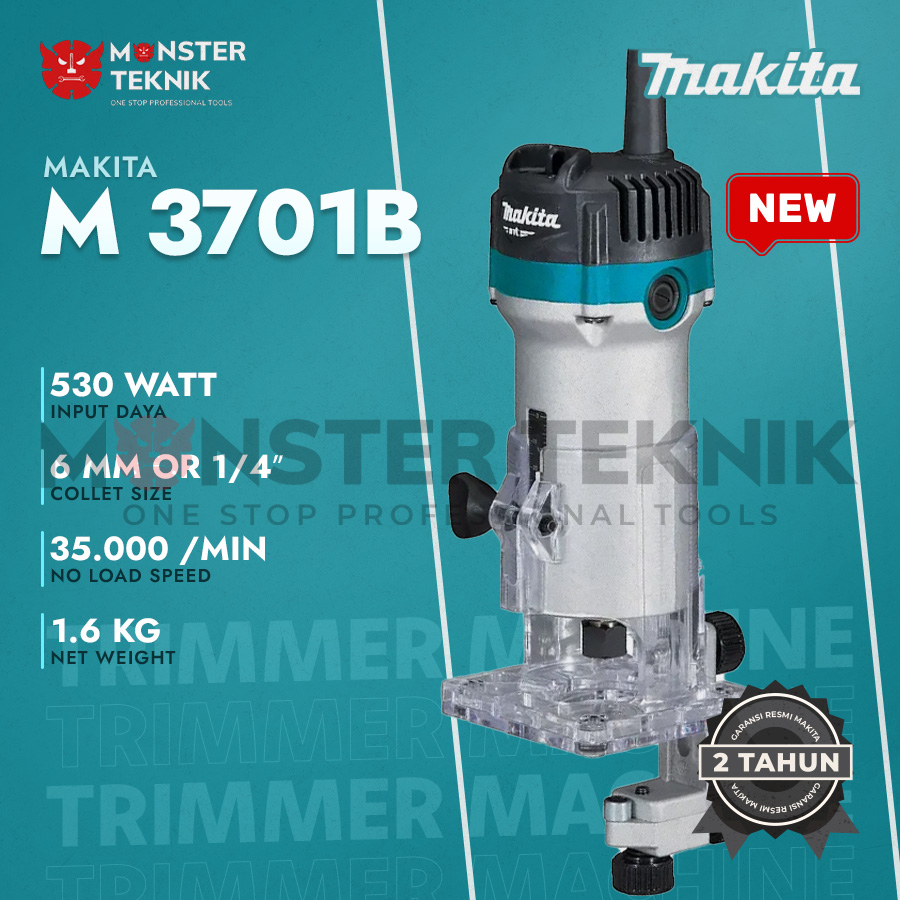 Jual Mesin Profil Kayu 6mm Makita M3701B Wood 1/4" Trimmer 530Watt M ...