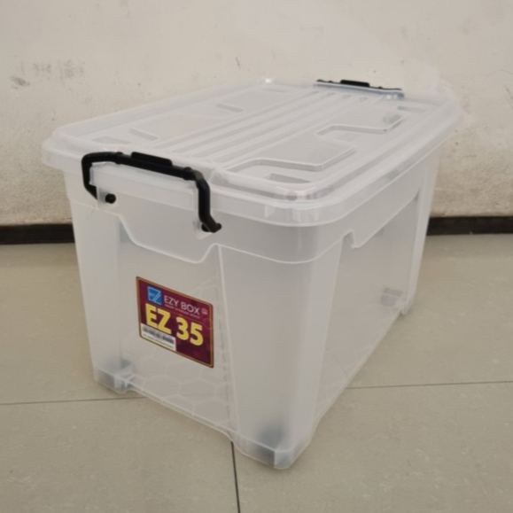 Jual Storage Box Container EZY CB 35 Liter Roda Bening Transparan ...