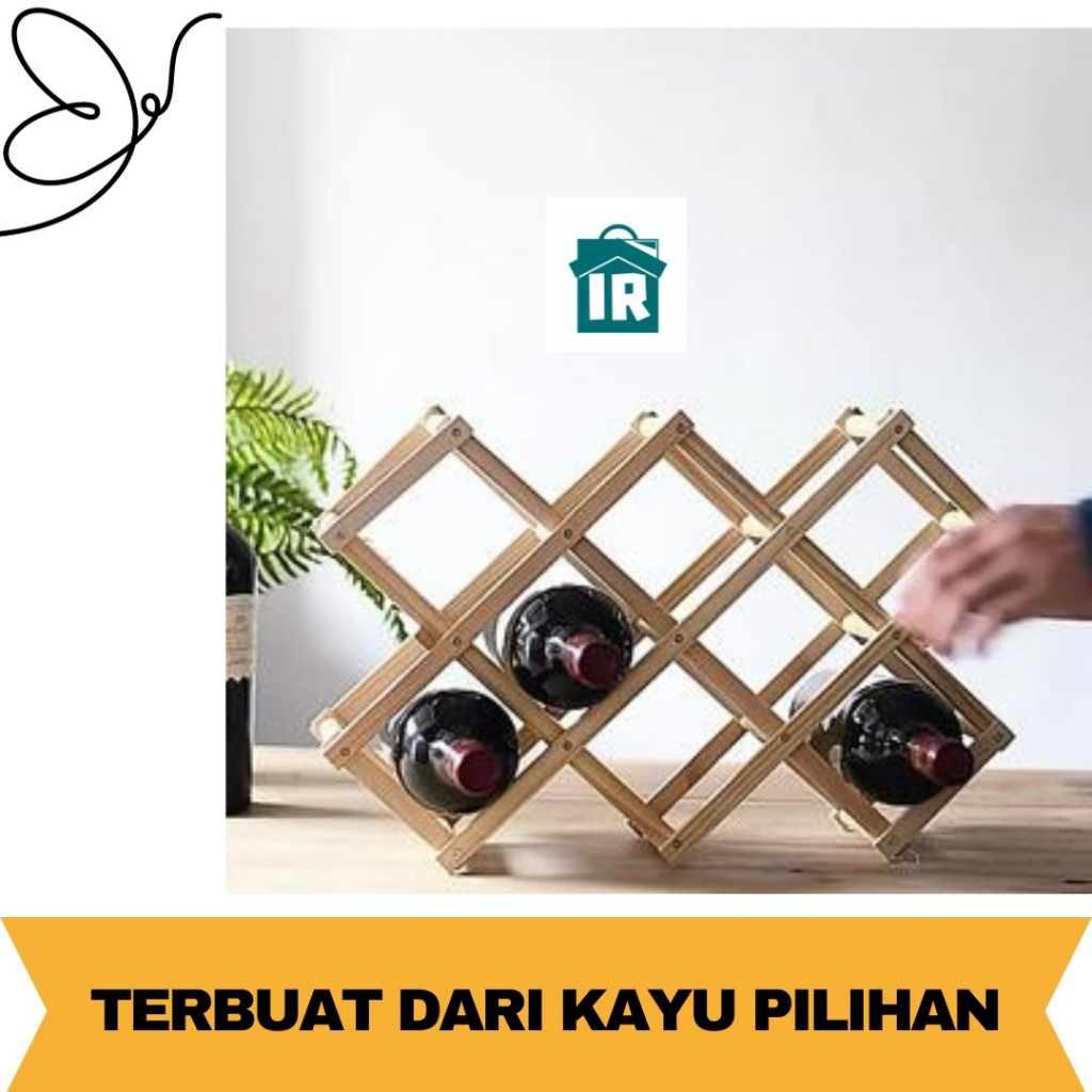 Jual BORDEU Wood Folding Wine Bottle Rack Holder Rak Botol Anggur Kayu ...