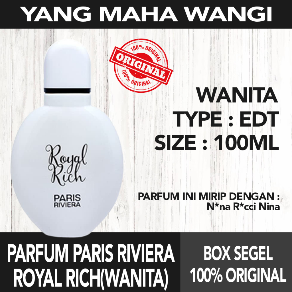 Jual PARFUM ORIGINAL PARIS RIVIERA ROYAL RICH FOR WOMAN 100ML (BOX ...