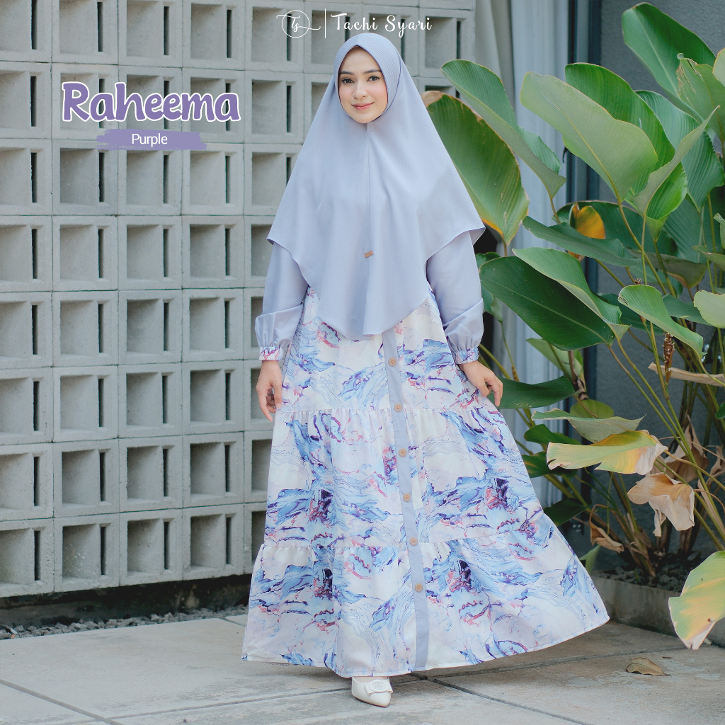 Jual Tachi Fashion Raheema Gamis Motif Cantik Fashion Muslim Terbaru Set Khimar | Shopee Indonesia