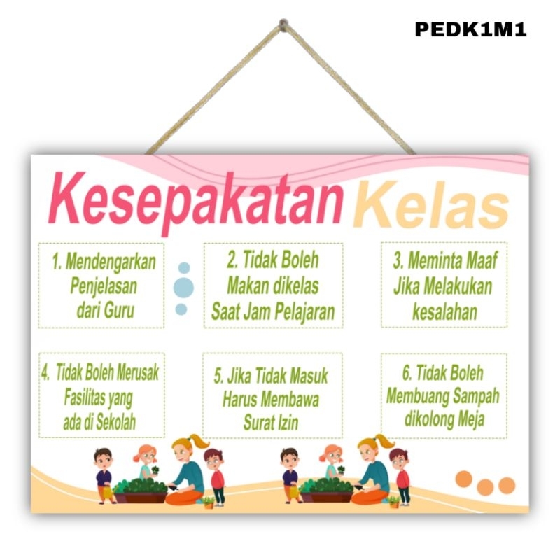Jual COD Hiasan dinding KESEPAKATAN KELAS gantungan dinding sekolah poster kelas edukasi anak ...