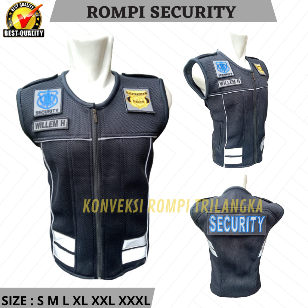 Jual Rompi Security, Rompi Satpam Gratis Nama Dada Bahan Double Mesh ...