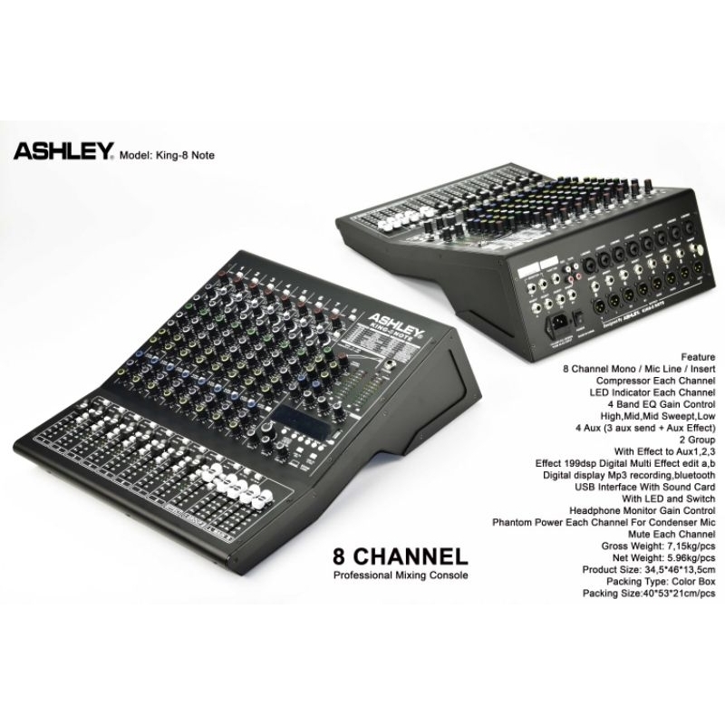 Jual Mixer Audio ASHLEY KING 8 NOTE COMPRESSOR / KING NOTE8 Original 8 Channel | Shopee Indonesia