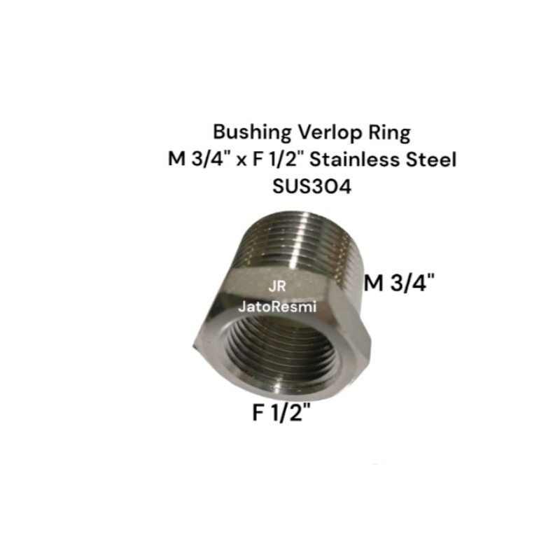 Jual WN7126 Bushing Verlop Ring M 3/4" x F 1/2" Stainless Steel SUS304 ...