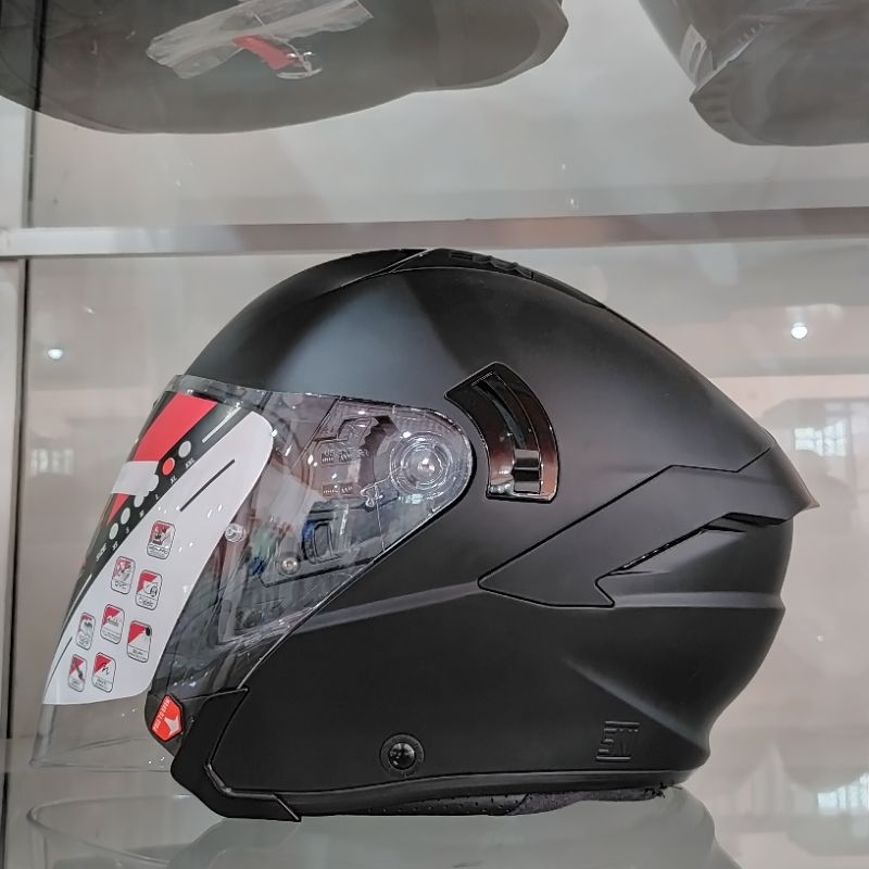 Jual helm halfface kyt nfj solid black dof murah | Shopee Indonesia