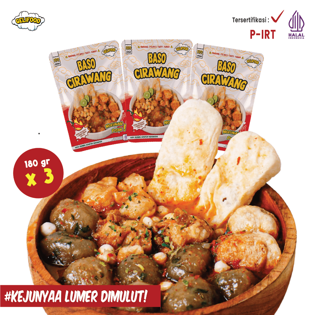 Jual Geli food - Paket Kombo 3 Pack Series Baso Cirawang Kuah Mercon ...