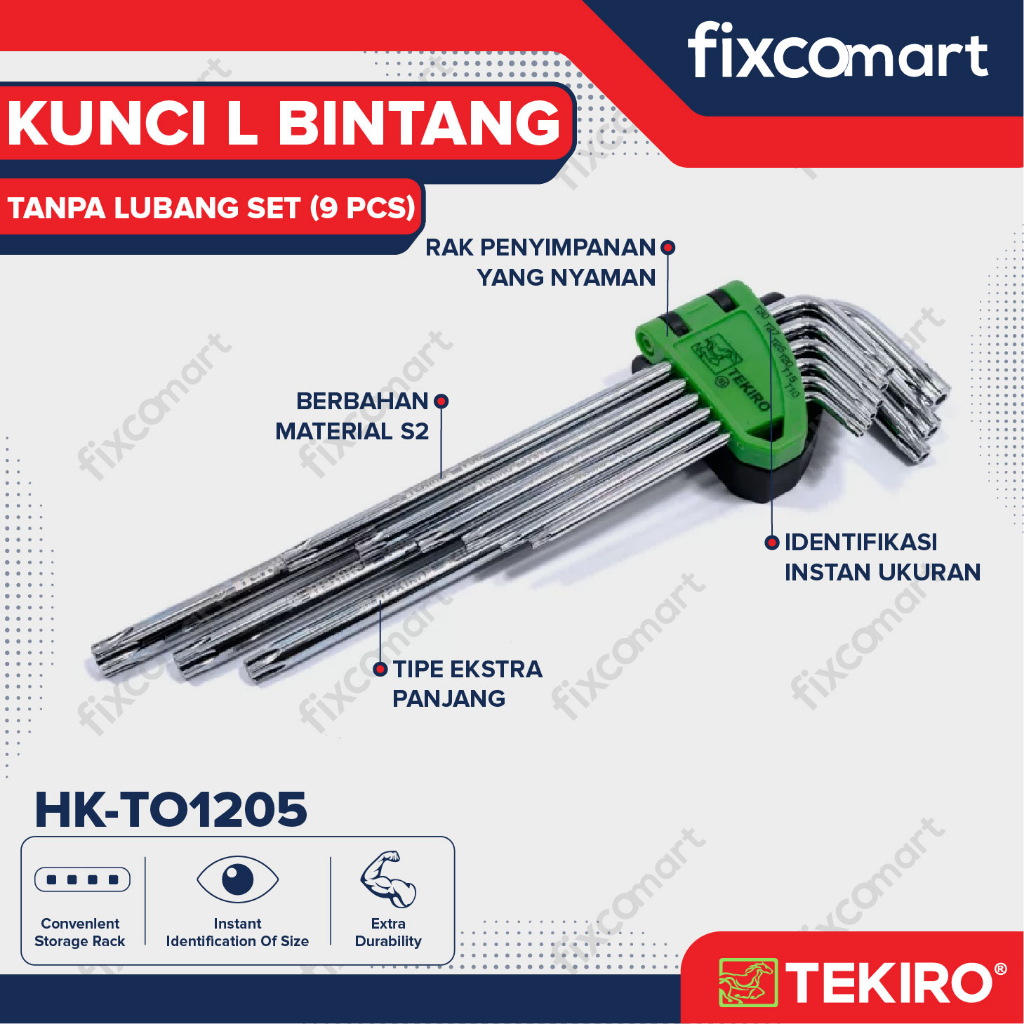 Jual Tekiro Kunci L Set Torx 9 Pcs / Kunci L Bintang Set Tanpa Lubang | Shopee Indonesia