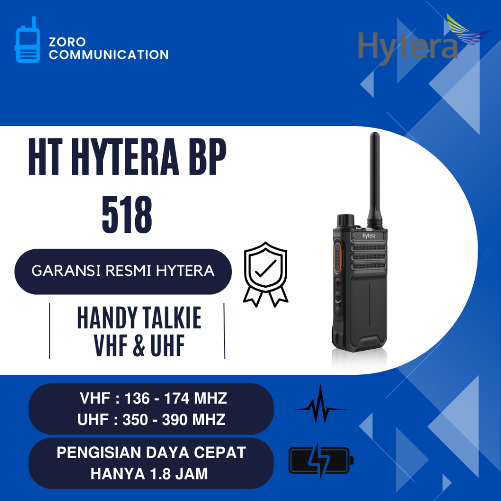 Jual HT Hytera BP518 Singleband VHF UHF Garansi Resmi Original BP 518 | Shopee Indonesia