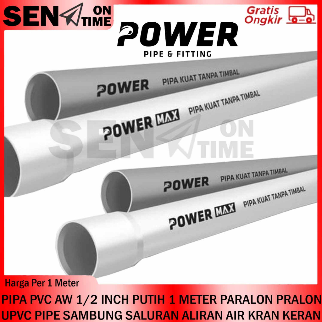 Jual PIPA PVC AW 1/2 Inch PUTIH PER 1 METER PARALON PRALON UPVC TIDAK ...