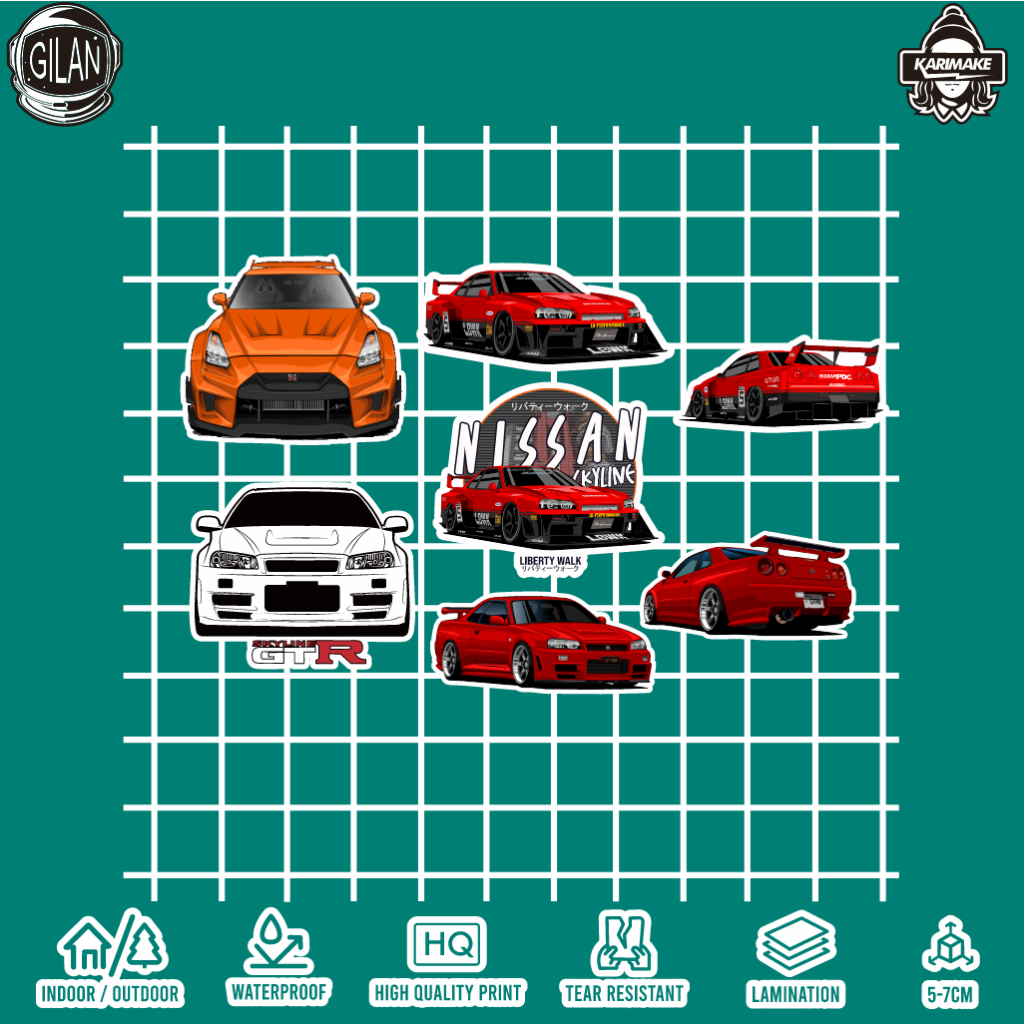 Jual KARIMAKE Sticker Pack NISSAN SKYLINE GTR NISSAN SKYLINE R34 R35 ...