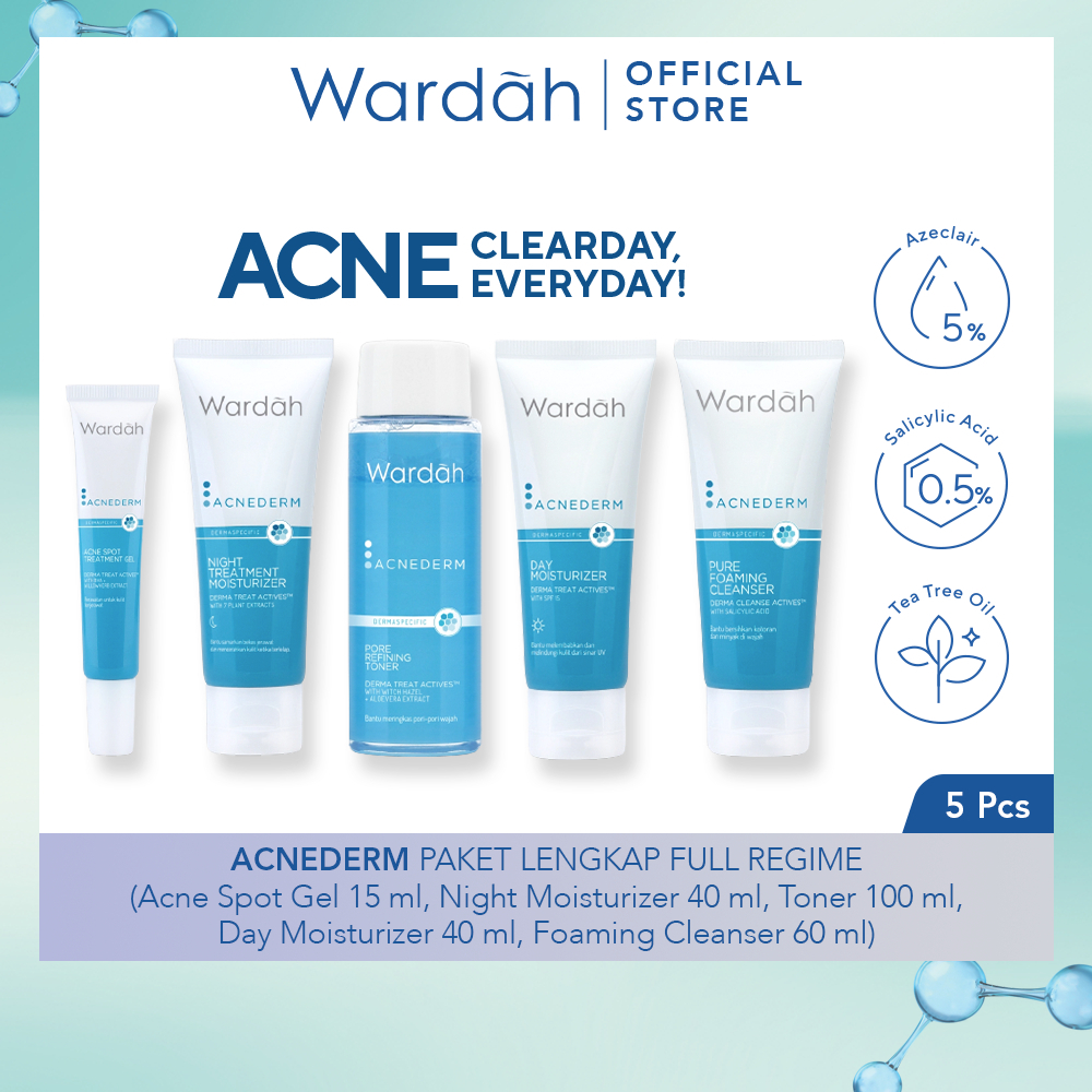 Jual Wardah Acnederm Series Cleanser Toner Day Night Cream Acne Pore ...