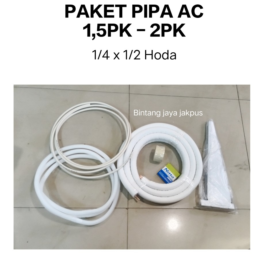 Jual Paket lengkap pipa ac 1/4 x 1/2 Hoda 5meter/ paket pipa ac 1,5pk ...