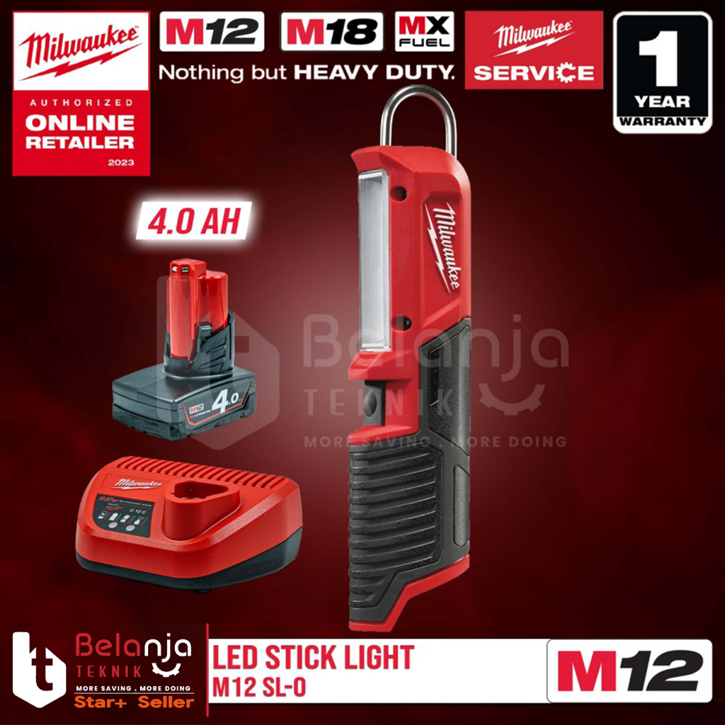 Jual Milwaukee Led Stick Light M12 SL-0 Lampu Kerja Portable Set 12 V 4 ...