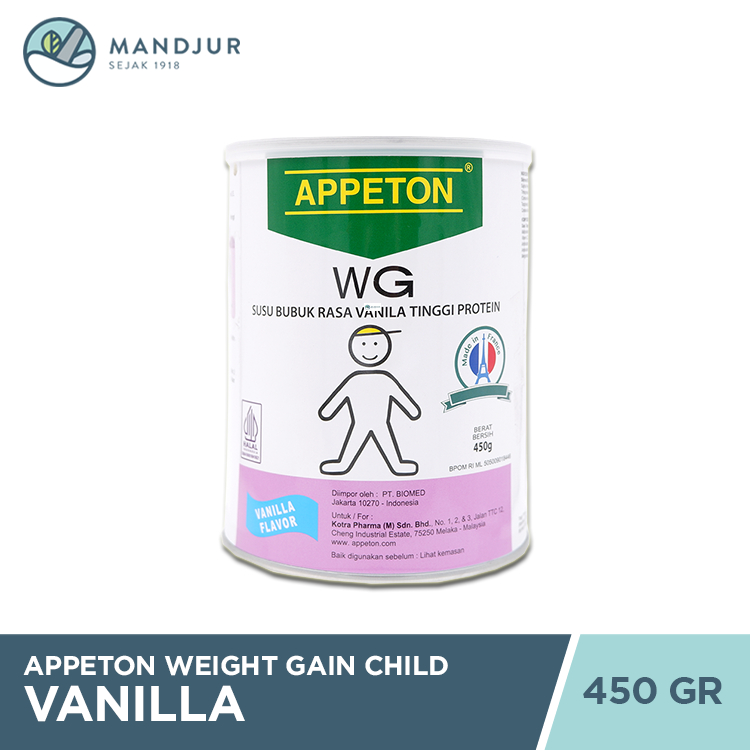 Jual Appeton Weight Gain Child Vanila 450 gr - Susu Tinggi Protein ...