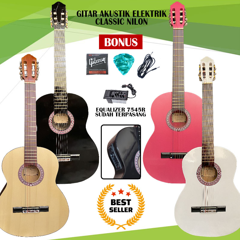 Jual Gitar Classic Nilon Akustik Elektrik Free Packing Kayu | Shopee ...