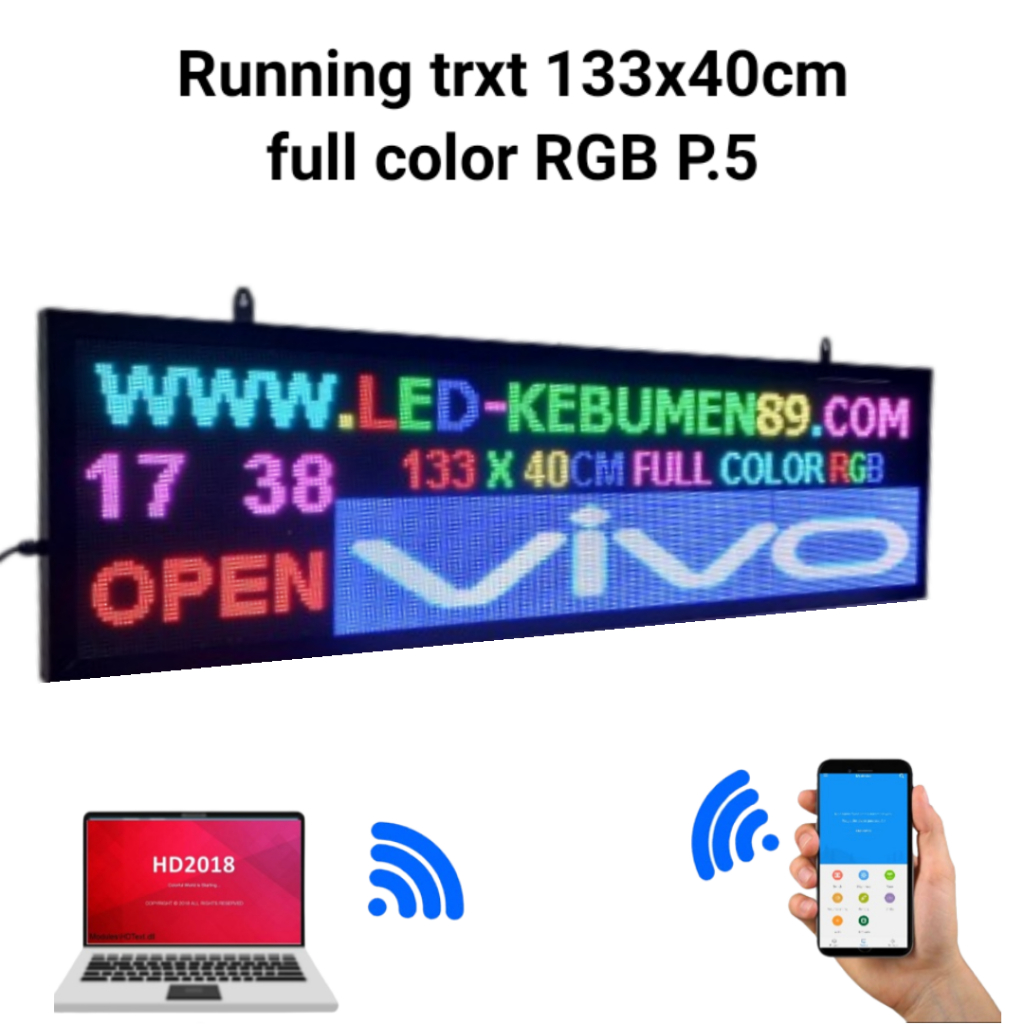 Jual Running text outdoor 133x40cm full color RGB P5 2sisi dan 1 sisi ...