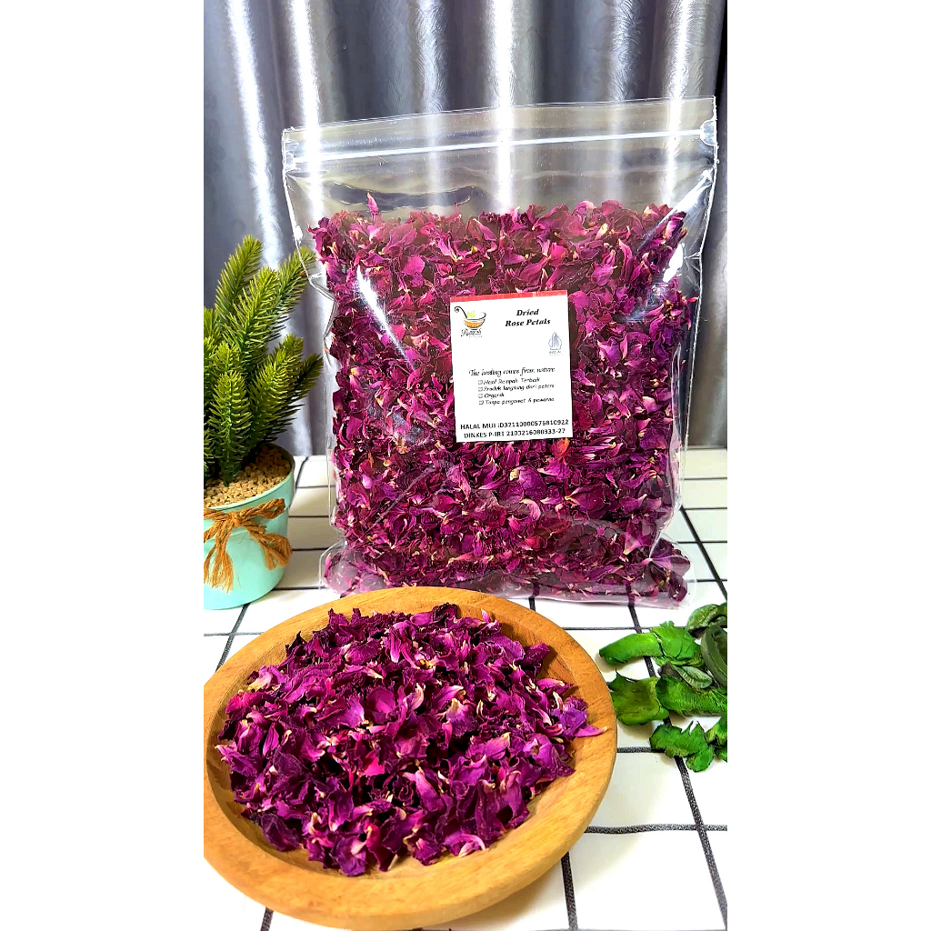 Jual Dried Rose Petals Kemasan BESAR Bunga Mawar kering Rempah Bu Risma ...