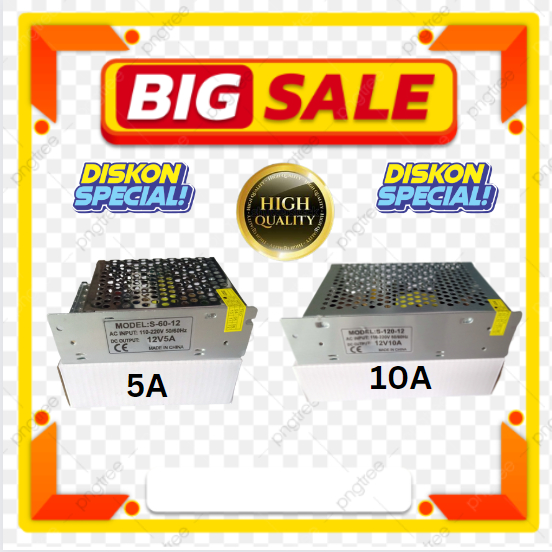 Jual Power Supply Switching Trafo 12V 5A,10A MURNI & ORIGINAL UNTUK LED ...