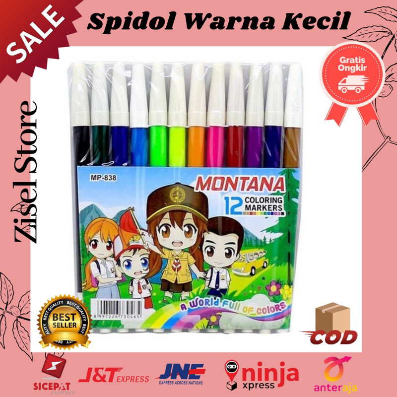 Jual SPIDOL 12 WARNA / SPIDOL 838 COLOUR PEN SPIDOL WARNA KECIL ...