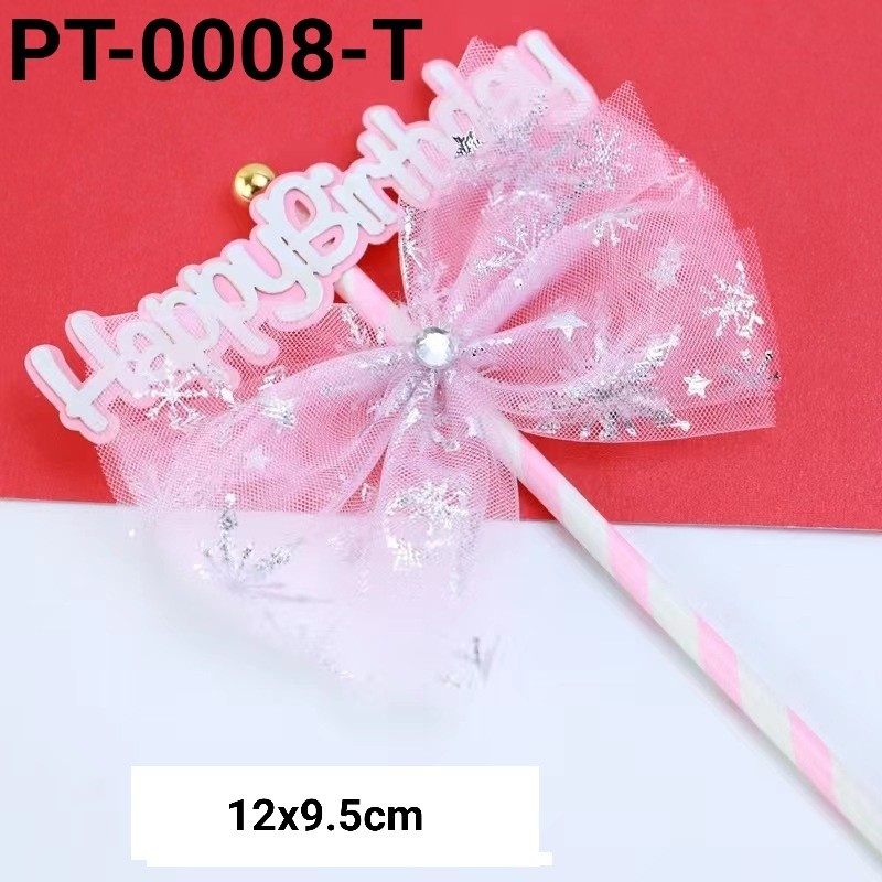 Jual GR-PT-0008 Cake topper hiasan kue pita putih pink biru ungu hitam ...