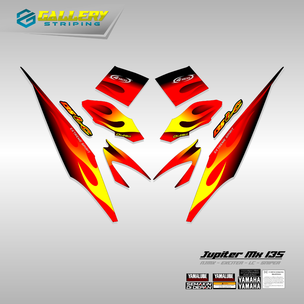 Jual Striping MX Old 135 Motif 1 Tribal Fire Hitam Sticker Jupiter MX ...