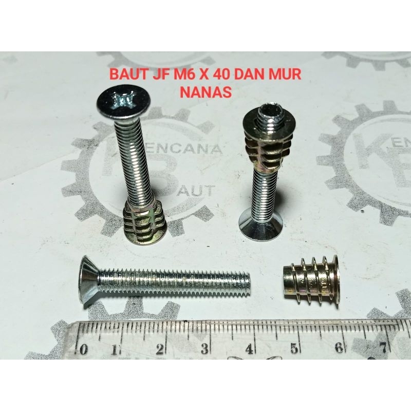 Jual BAUT JF M6 X 40 MM MUR NANAS OD / BAUT MEBEL/ DIPAN / KNOCKDOWN KUNCI OBENG PLUS PANJANG 4 ...