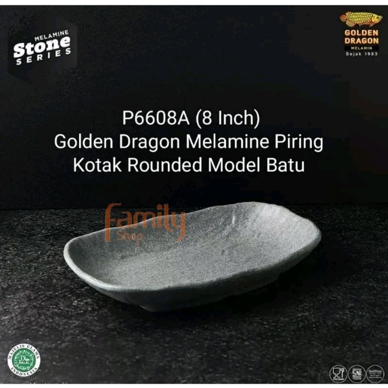 Jual P6608A Piring Batu Unik Keren Melamin Kotak Model Batu 8 Inch ...