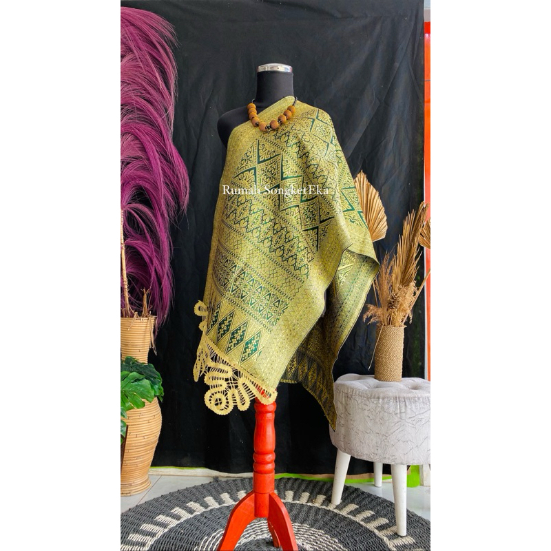 Jual Selendang songket hijau botol gold | Shopee Indonesia