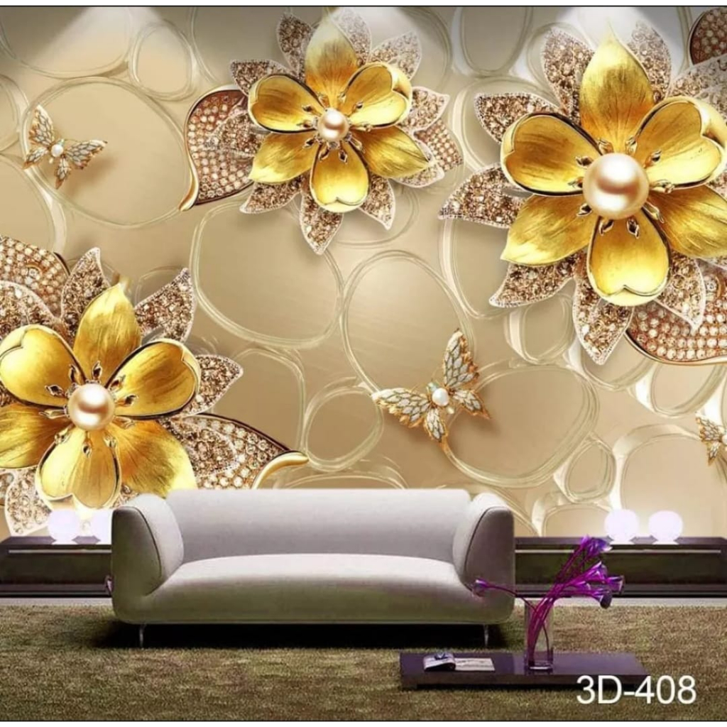 Jual Wallpaper 3D Custom Motif Daun Ukiran Visual Timbul 3 Dimensi ...