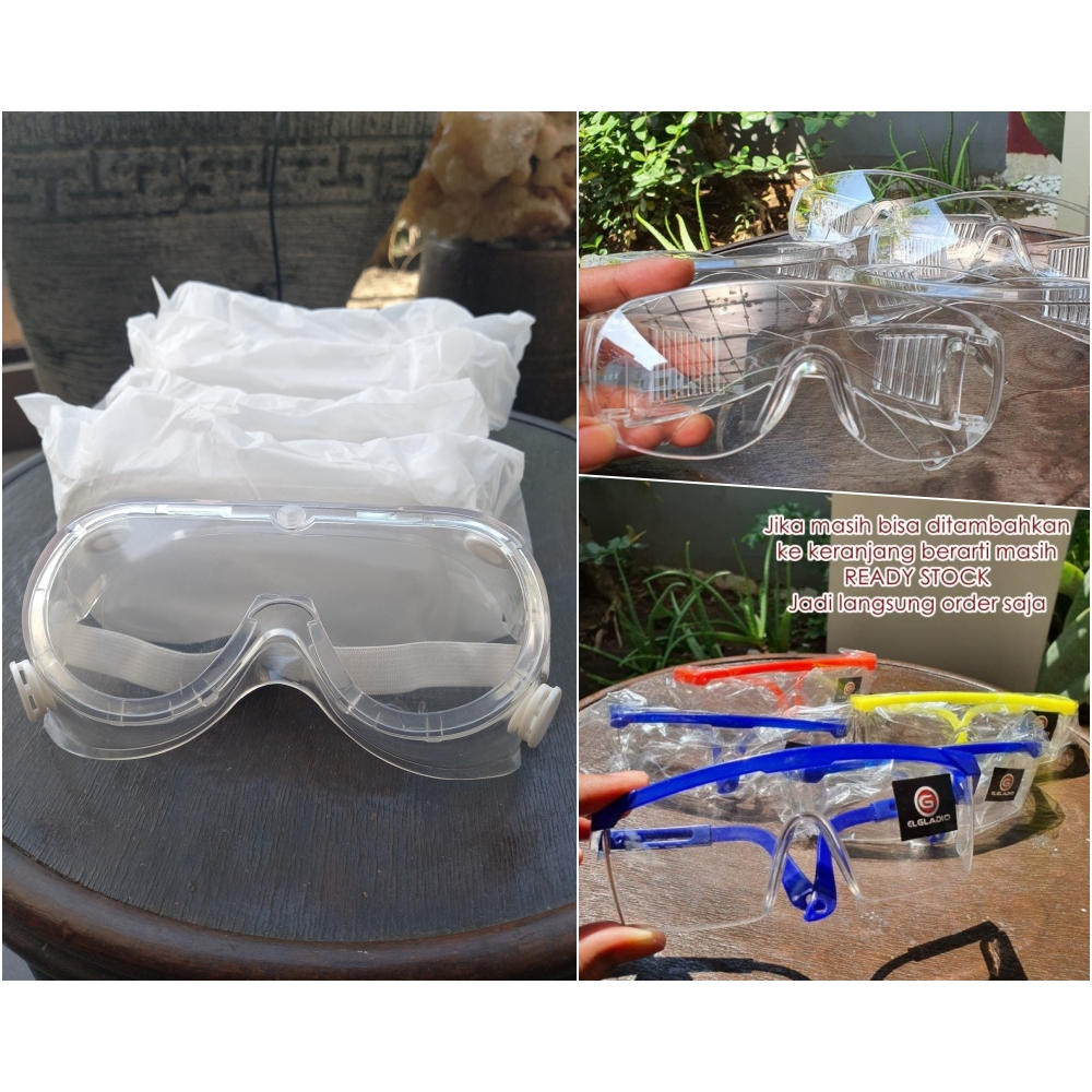 Jual Kaca mata Safety Google Goggles Glass Karet Kacamata Bening ...