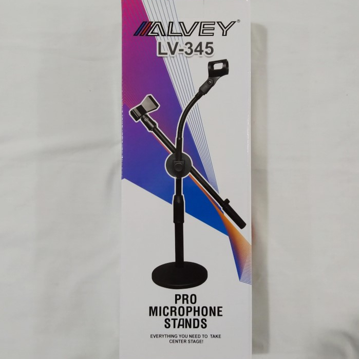 Jual Stand Mic Pendek / Stand Mic Meja 2 Cabang ALVEY LV - 345 MIC Tiang Pendek Tripod ...
