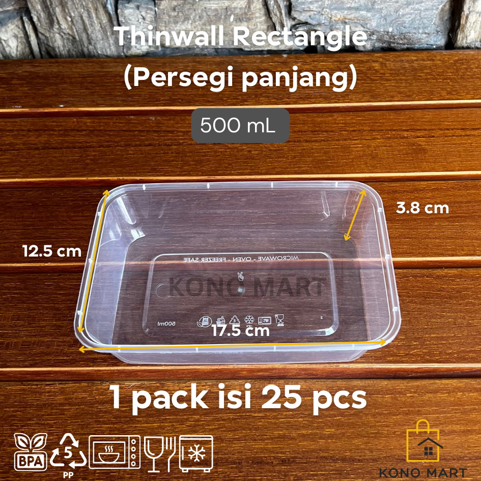Jual [ISI 25 PCS] Thinwall Persegi Panjang Rectangle 200 250 300 500 650 750 1000 | Shopee Indonesia